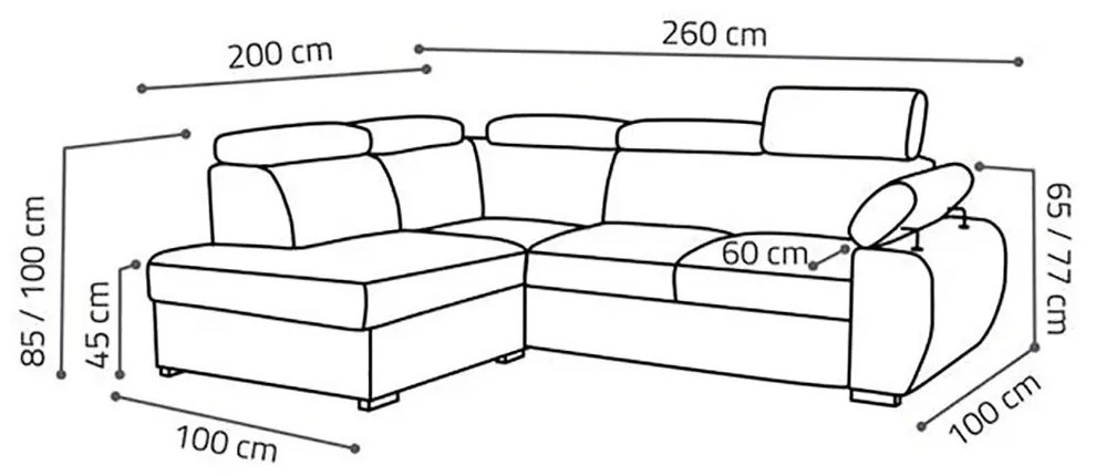 Sedací souprava BASTON | 200x260 cm | rozkládací + úložný prostor | VÝBĚR TKANIN
