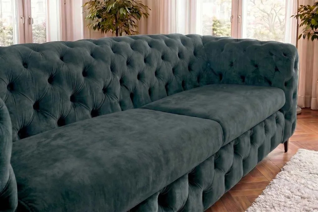 Designová sedačka Rococo 235 cm petrolejový samet