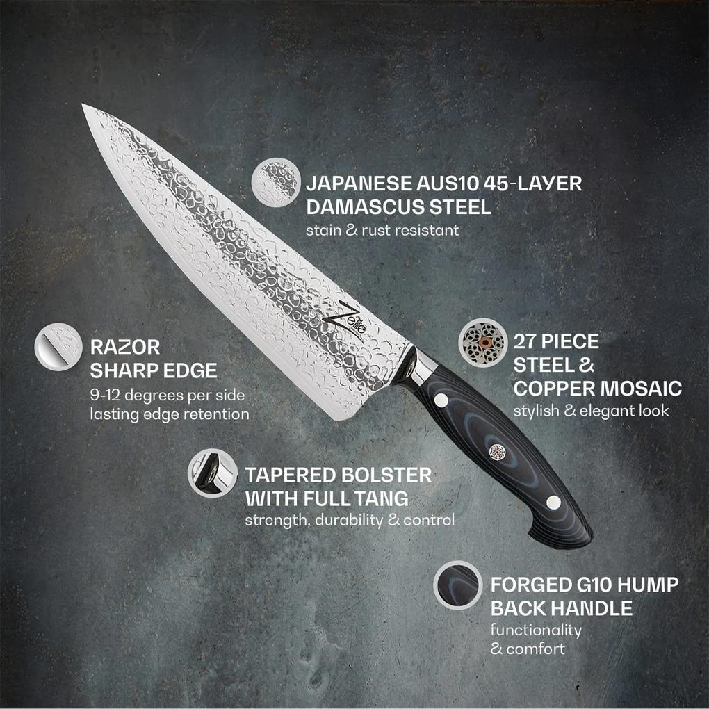 Executive-Plus, 8" nůž šéfkuchaře, 61 HRC, damašková ocel