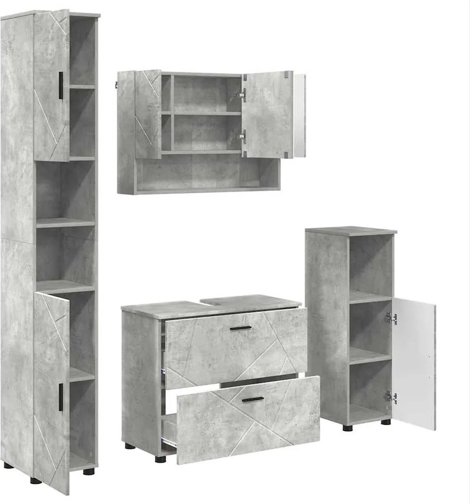 Sada koupelnového nábytku 4 ks Betonově šedá 35 x 30 x 192 cm 3393046