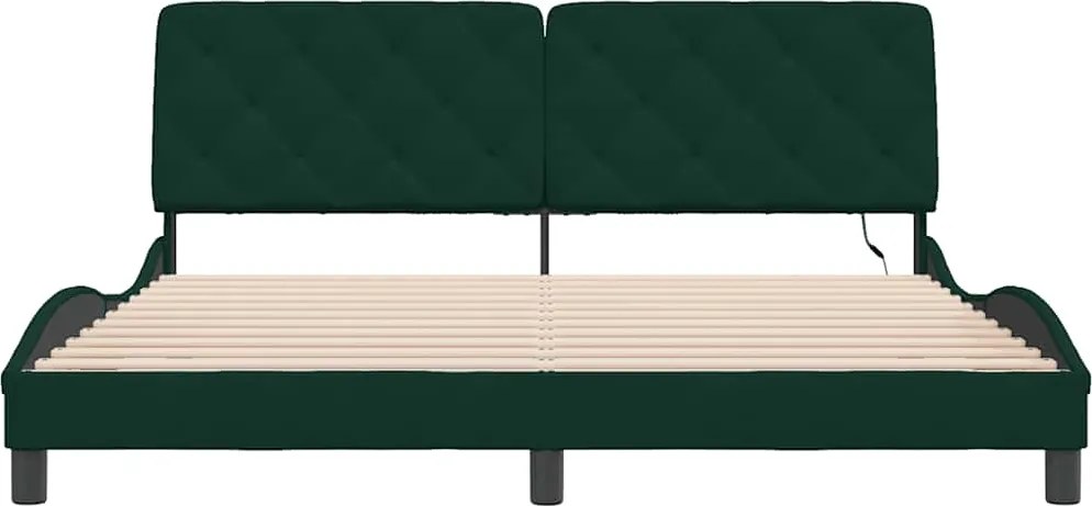 Rám postele s LED bez matrace tmavě zelený 180 x 200 cm samet 3213870