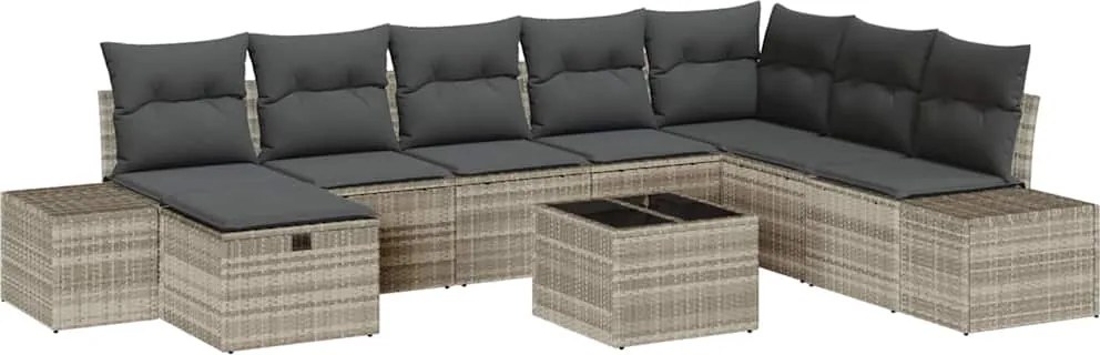 Sada zahradních pohovek 9 ks Světle šedá polyratan 3360773