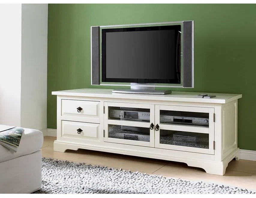 Bílý TV stolek z masivní borovice Jodpur