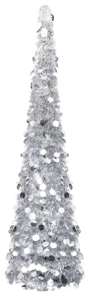 320992 vidaXL Skládací umělý vánoční stromek stříbrný 150 cm PET
