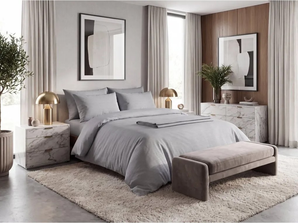 Krepové povlečení DENYX BLEND šedé, hotelová kapsa Rozměr povlečení: 70 x 90 cm | 140 x 200 cm