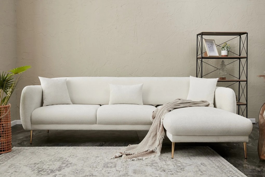 HANAH HOME Rohová pohovka SIMENA krémová pravá 266 cm 825BLC2832