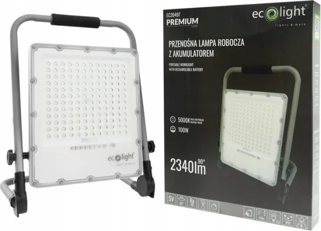 Přenosný Pracovní Halogenový Zářič Led Lampa S Akumulátorem 100 W 5000 K