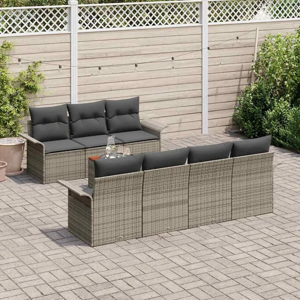 Sada zahradních pohovek 8 ks 7-Počet míst Šedá polyratan 3355955