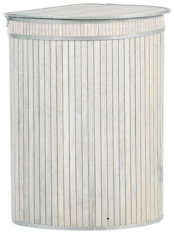 Bambusový koš s víkem světle šedý BADULLA Beliani