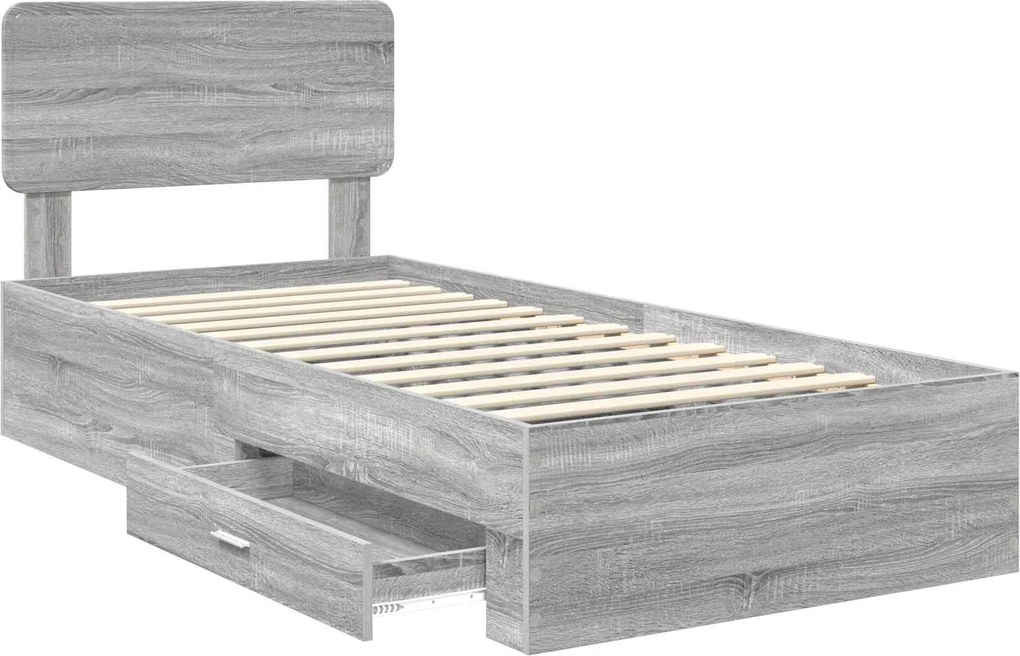 Rám postele s čelo Šedá Sonoma 75 x 190 cm Kompozitní dřevo 3412441