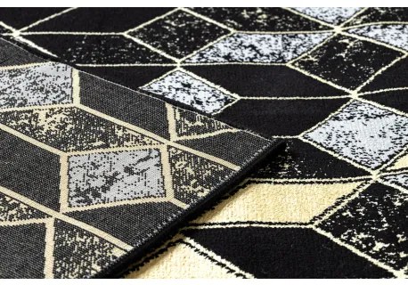 Dywany Luszczow Kusový koberec, Běhoun GLOSS moderni 400B 86, 3D černý / zlato Rozměr koberce: 80 x 250 cm