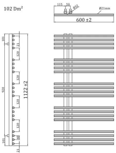 Sapho NYMPHA otopné těleso 600x1122mm, chrom 1805-15