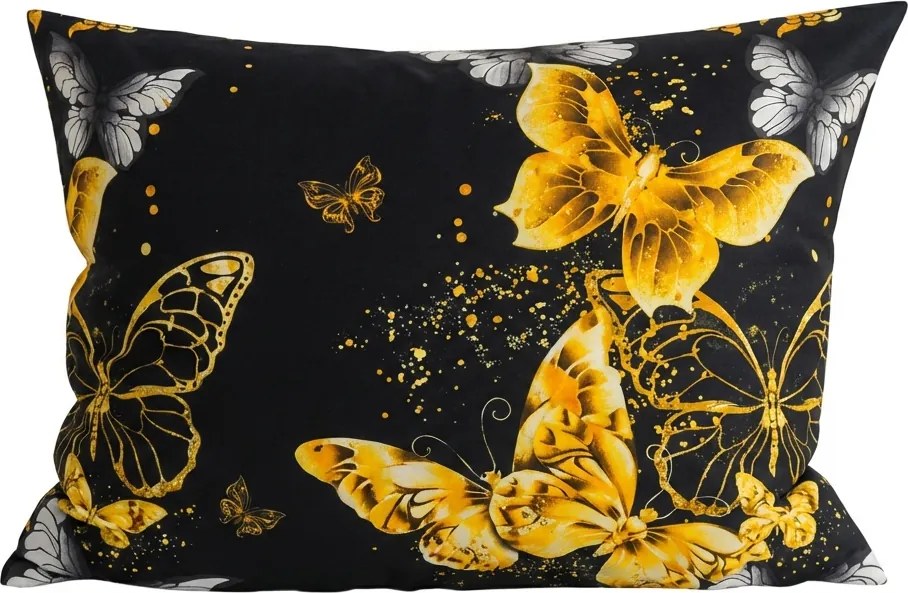 Povlak na polštář z mikrovlákna GOLD BUTTERFLY 50x70 cm, černý