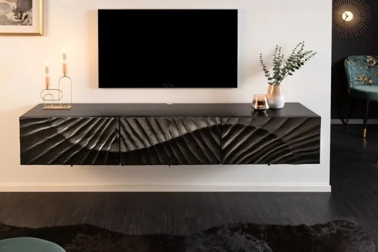 Luxusní stolek pod TV z masivu Scorpion Mango černý 160cm