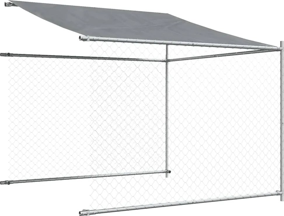 Klec pro psy se střechou a dvířky šedá 8x2x2 m pozinkovaná ocel 3209570