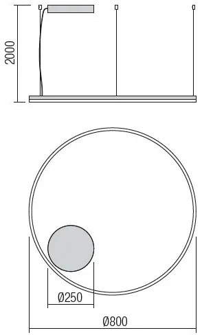 Redo 01-1713-DALI Orbit direct, závěsné kruhové svítidlo, 60W LED 2700/3000K DALI, bronz, prům. 80cm