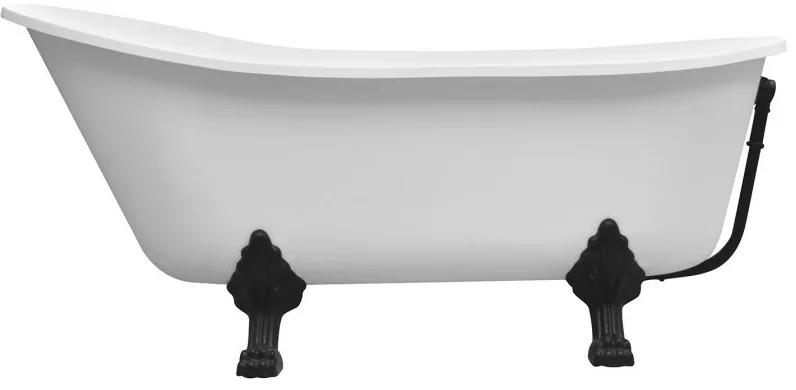 BESCO Volně stojící vana OLAYA bílá Nožičky k vaně - Černé, Rozměr vany - 160 × 68 cm VANOLA160B