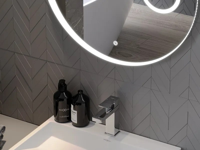 Mexen Ella, LED koupelnové zrcadlo s podsvícením a kosmetickým zrcátkem 100x100 cm, 6000K, ochrana proti zamlžování, 9811-100-100-611-00