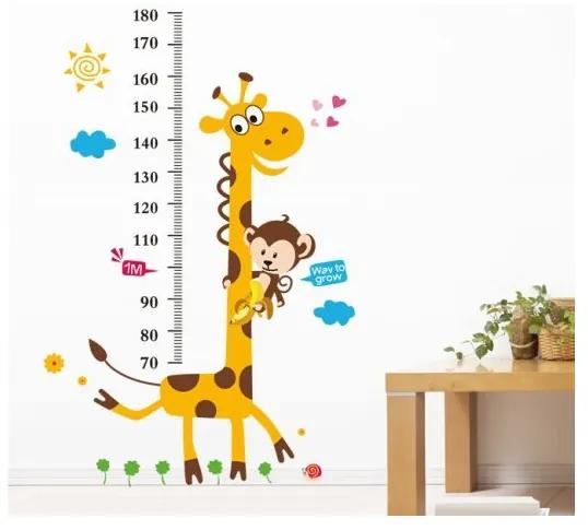 Samolepka na zeď "Dětský metr - Žirafa" 100x180 cm