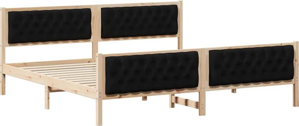 Rám postele s čelo Černá 200 x 200 cm Masivní borové dřevo 3394270
