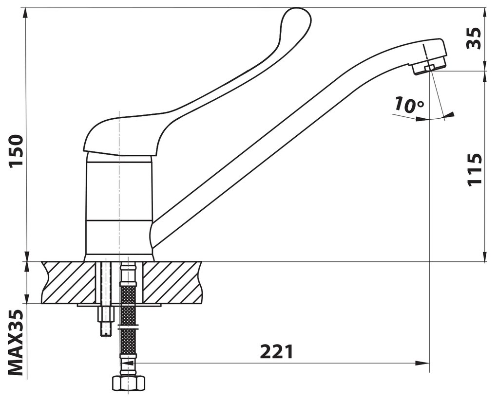 Bruckner Senior dřezová baterie stojánková lékařská páka chrom 424.054.1