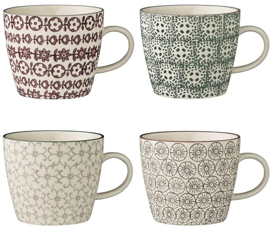 Sada 4 kameninových hrnků Bloomingville Karine Mugs