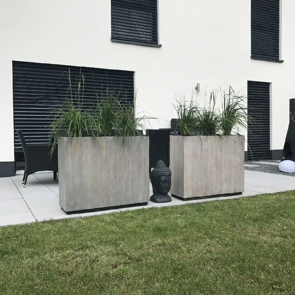 Dřevěný květináč ELEMENTO, dřevo, šířka 90 cm, bílá antik