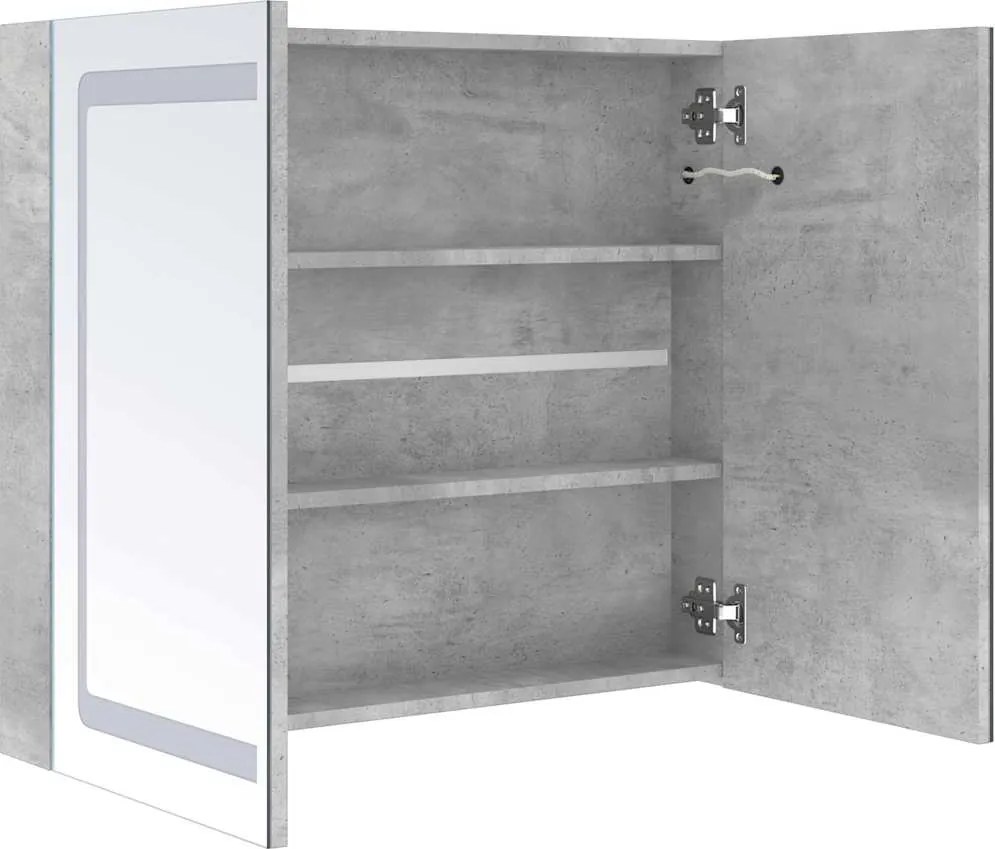 LED koupelnová skříňka se zrcadlem betonově šedá 80x12x68 cm 326511