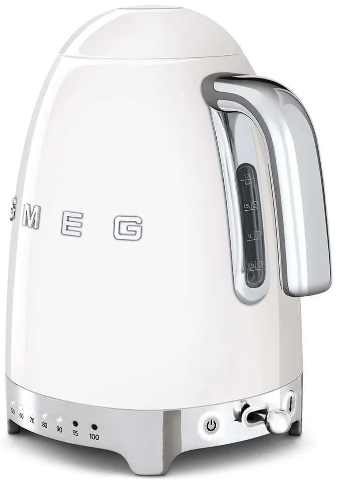 Rychlovarná konvice Smeg 50's style KLF04WHEU / regulace teploty / 1,7 l / 2400 W / lesklá bílá