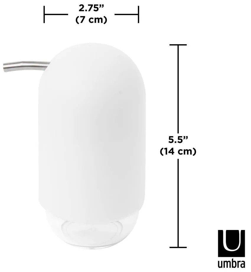 Bílý plastový dávkovač mýdla 230 ml Touch – Umbra