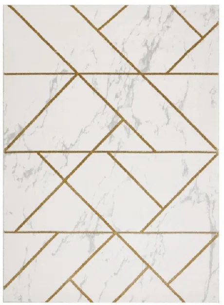 Dywany Łuszczów, Kusový koberec Emerald geometric 1012 cream and gold, 160x220, bílá, kancelář