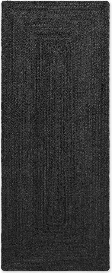Černý oboustranný/ručně tkaný jutový běhoun 80x200 cm Juno – Hanse Home