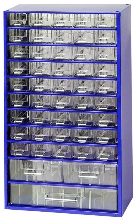 Kovová skříň se zásuvkami, 306 x 155 x 552 mm, 45x S, 2x M, 1x L