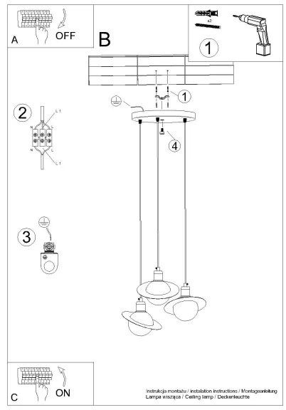 Sollux SL.1357 - Lustr na lanku HYPERION 3xG9/8W/230V bílá
