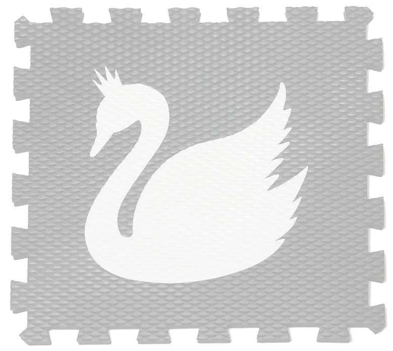 Vylen Pěnové podlahové puzzle Minideckfloor Labuť  Bílý s růžovou labutí 340 x 340 mm
