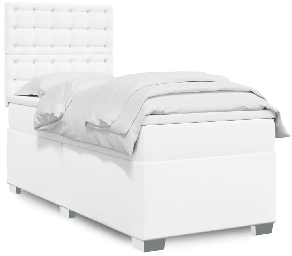 Box spring postel s matrací bílá 80 x 200 cm umělá kůže 3290697