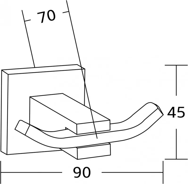 Mexen příslušenství, VANY držák na ručníky, 2-háček, chrom, 7020935-00