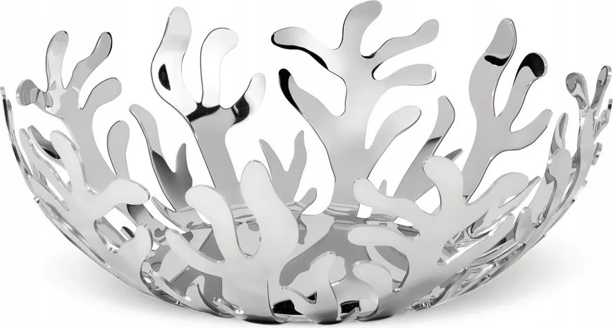 Alessi Mediterraneo Ocelový koš na ovoce 21 cm Stříbrný leštěný