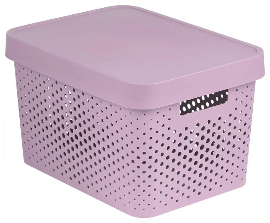 Růžový plastový úložný box s víkem 27x36x22 cm Infinity – Curver