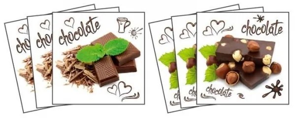 TI 004 Dekorace - samolepky na kachličky - Čokoláda | 15 x 15 cm | bílá, zelená, hnědá