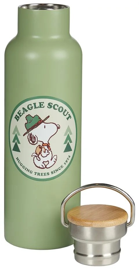 PEANUTS Láhev nerezová skaut 650 ml - zelená