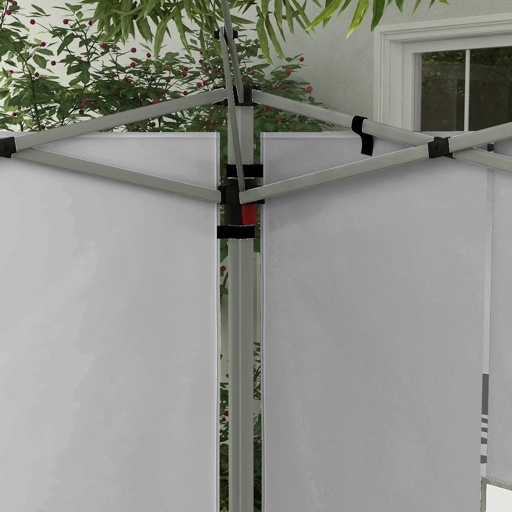Set 2 bočních stěn Outsunny pro altán 3 x 3 m nebo 3 x 4 m, panel pro pavilon, s oknem, v oxfordské tkanině, 295 x 195 cm, světle šedá | Aosom