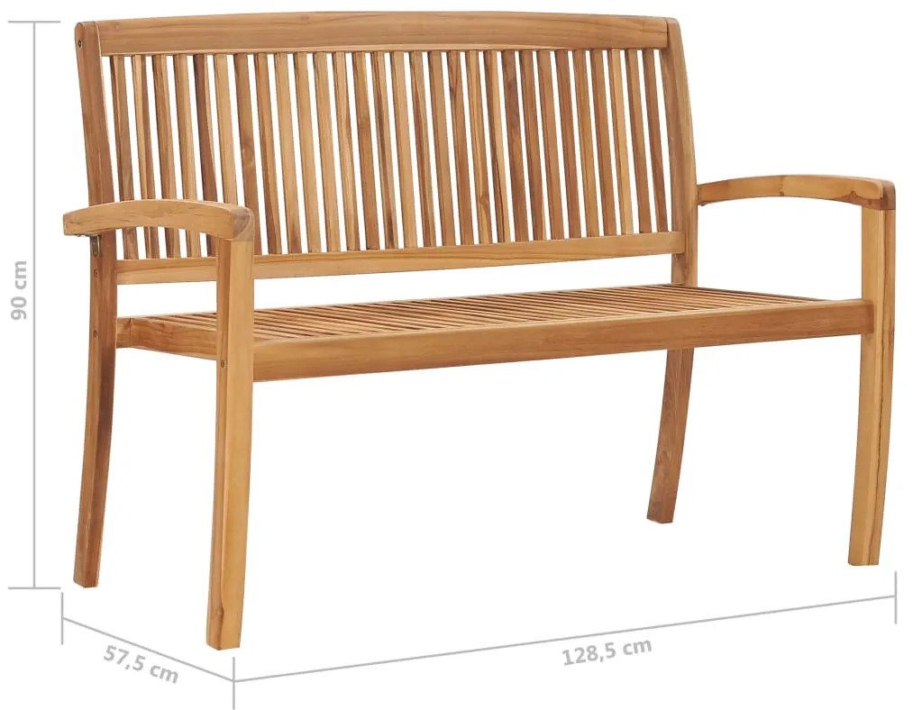 Stohovatelná zahradní lavice s poduškou 128,5 cm masivní teak,  3063289