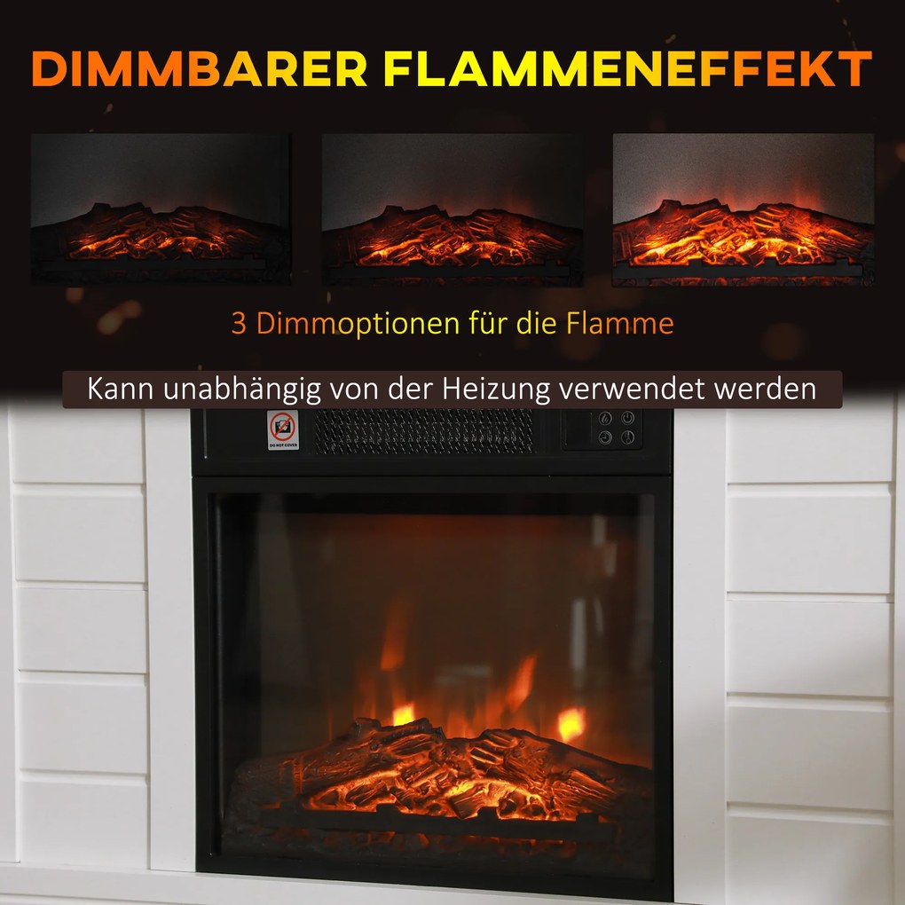 HOMCOM Elektrický krb, 3D plamenový efekt, 3 nastavení, časovač, dálkové ovládání, bílý