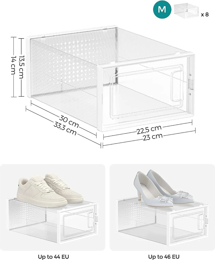 Stohovatelné úložné boxy na boty, organizéry, průhledné
