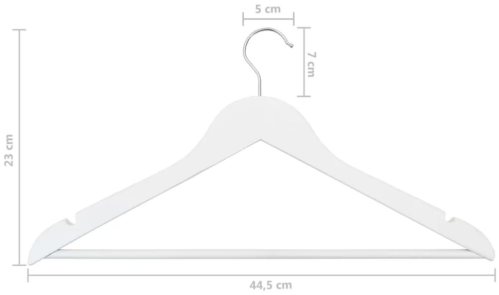 vidaXL Marketos 50 ks šatních ramínek protiskluzové bílé tvrdé dřevo