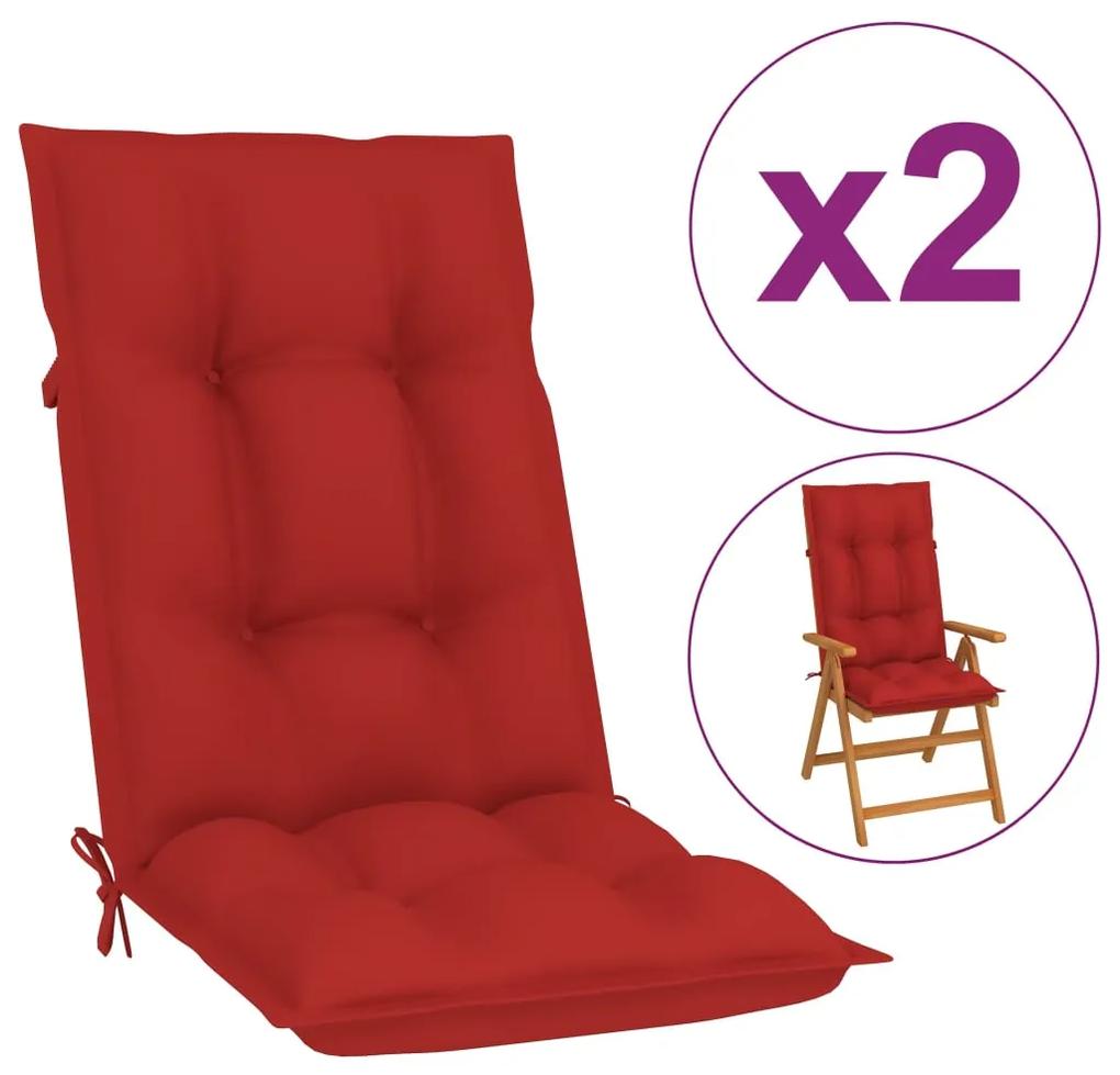 314251 vidaXL Podušky na zahradní židle 2 ks červené 120 x 50 x 7 cm