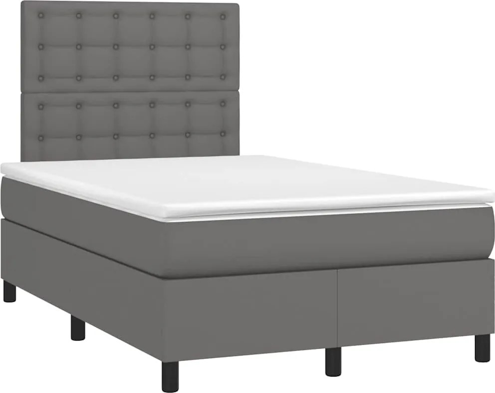 Box spring postel s matrací šedá 120x190 cm umělá kůže 3269981