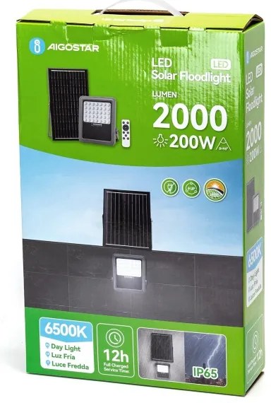 Aigostar - LED Stmívatelný solární reflektor LED/200W/3,4V IP65 + DO