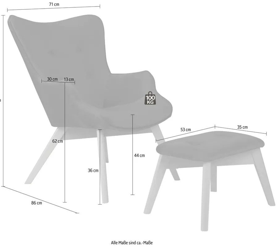 Červené sametové křeslo s podnožkou Niko – Ropez